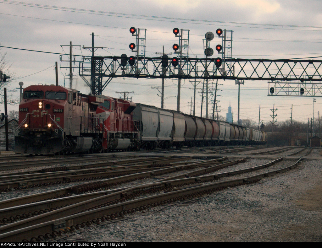 CP 9646 leads INRD 9002 though Franklin Park